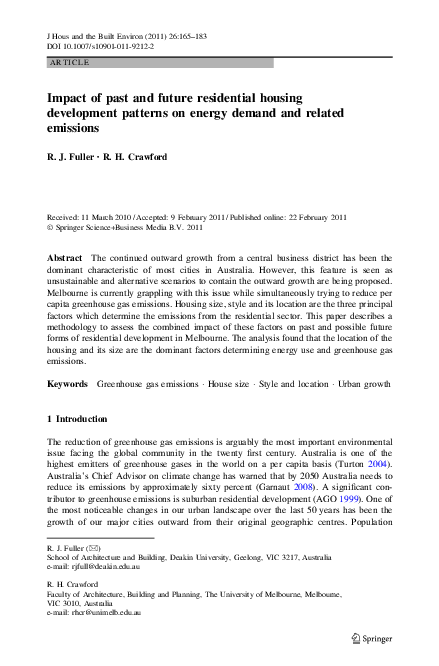 (PDF) Fuller, R.J. and Crawford, R.H. (2011) Impact of past and future ...