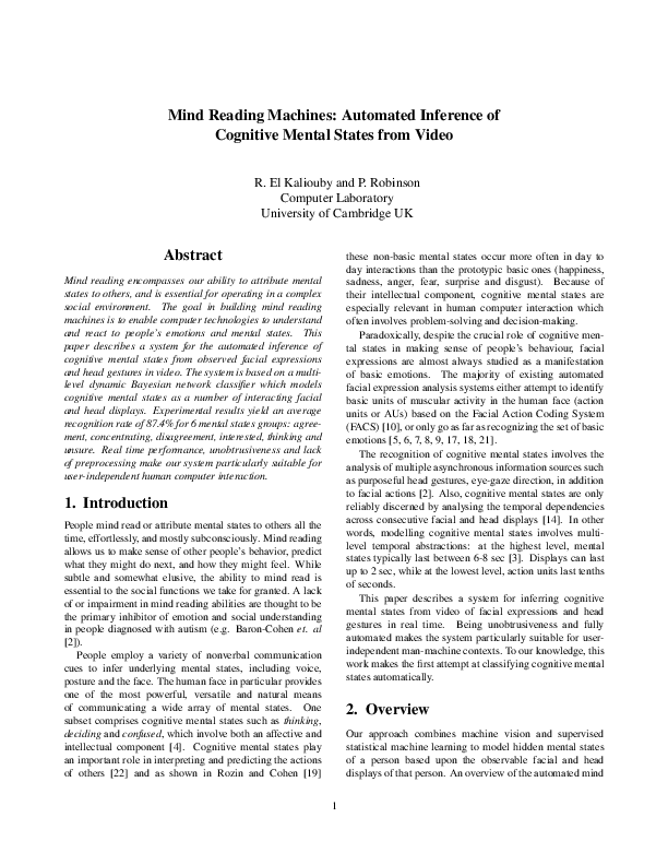 (PDF) Mind reading machines: automated inference of cognitive mental ...
