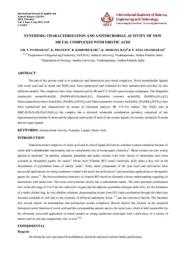 (PDF) SYNTHESIS, CHARACTERIZATION AND ANTIMICROBIAL ACTIVITY OF NEW ...
