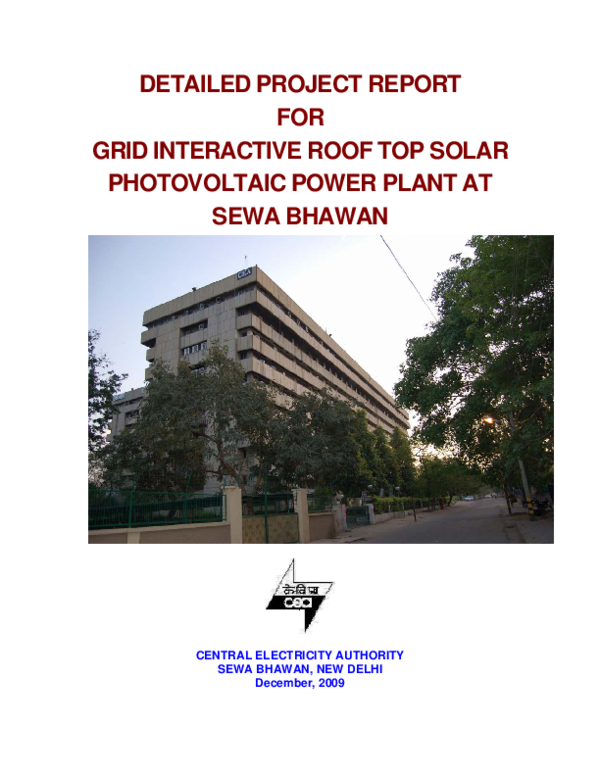 (PDF) DETAILED PROJECT REPORT FOR GRID INTERACTIVE ROOF TOP SOLAR ...