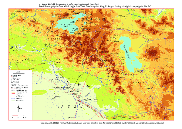 (PDF) Possible campaign routes which might have been used Assyrian King ...
