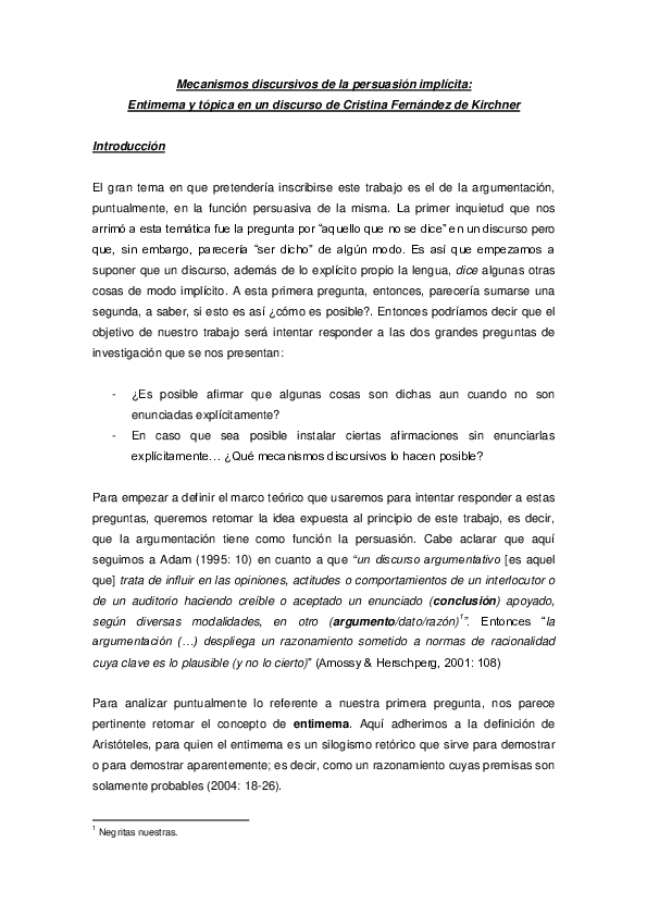 (PDF) Mecanismos discursivos de la persuasión implícita: Entimema y ...