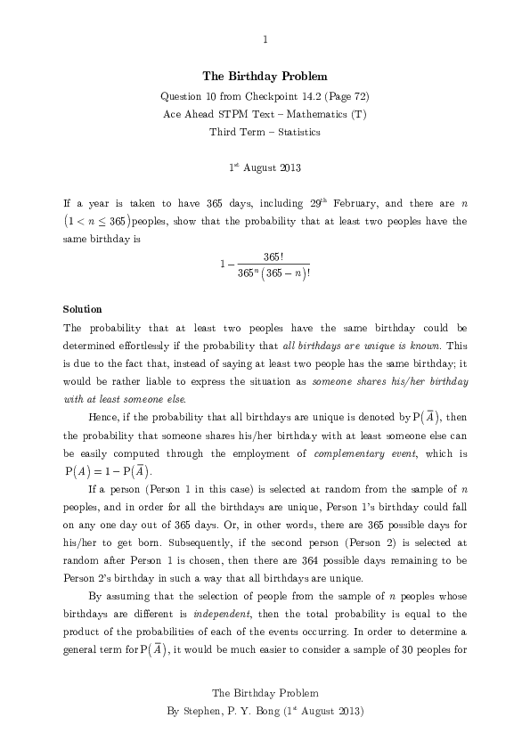 The Birthday Problem