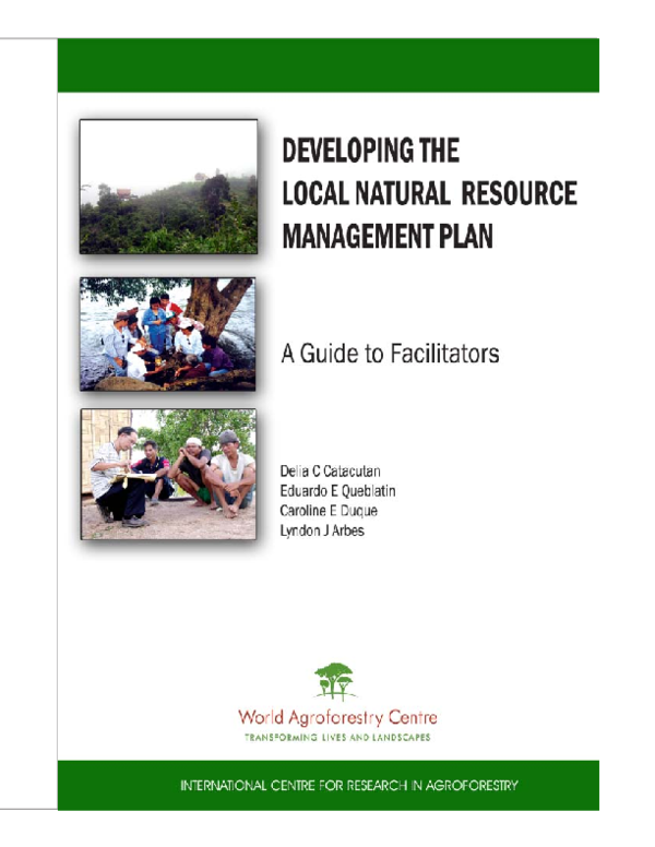 (PDF) Developing the Local Natural Resource Management Plan A Guide to ...