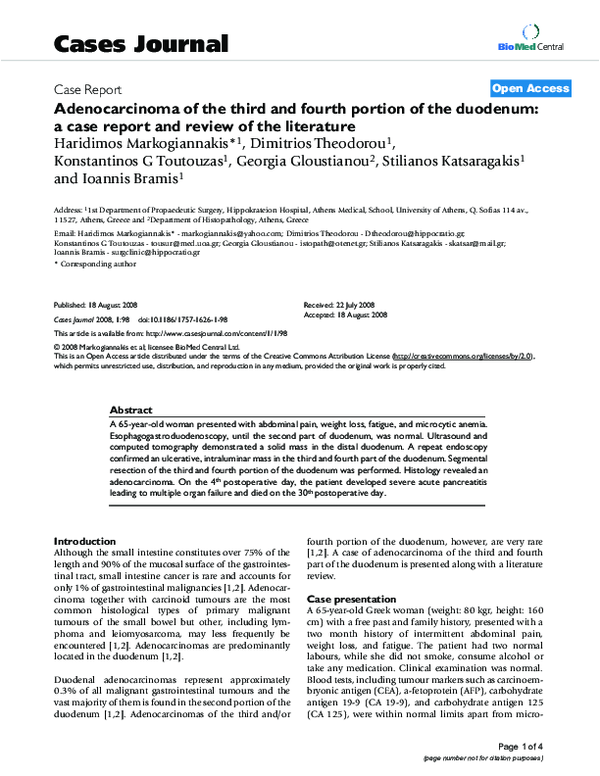(PDF) Adenocarcinoma of the third and fourth portion of the duodenum: a ...