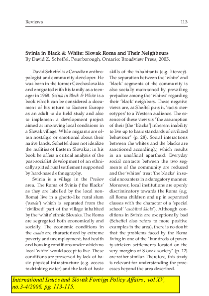 (PDF) Svinia in Black & White: Slovak Roma and their Neighbours. By ...