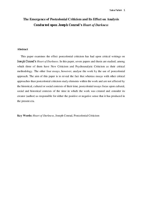 (DOC) The Emergence of Postcolonial Criticism