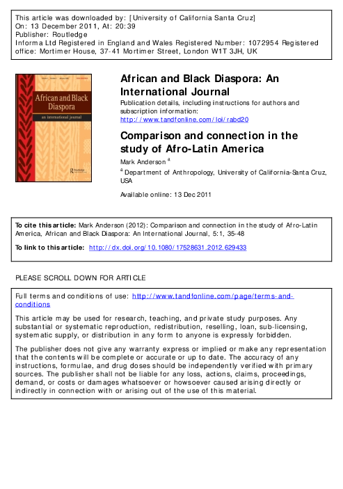 (PDF) Comparison and Connection in the Study of Afro-Latin America