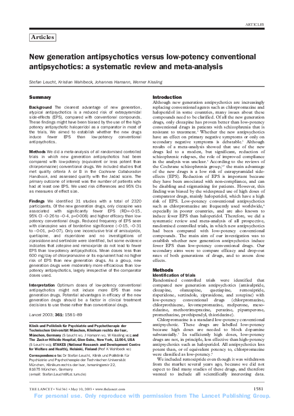 (PDF) New generation antipsychotics versus low-potency conventional ...
