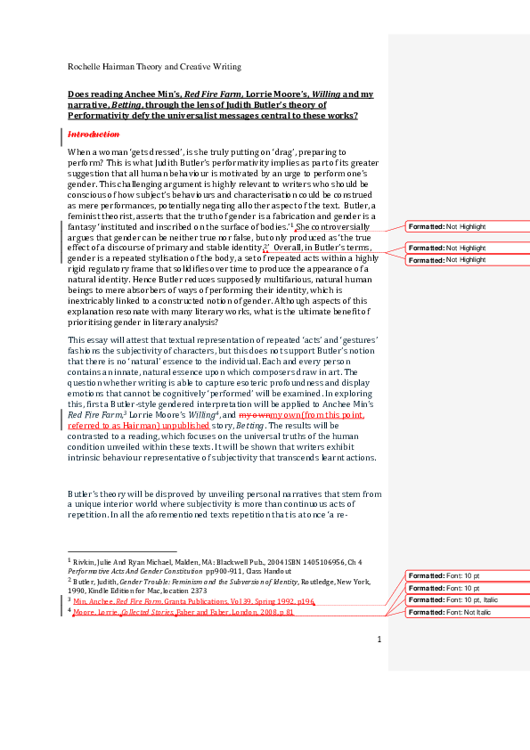 (DOC) Judith Butler: Reading Anchee Min and Lorrie Moore through the ...
