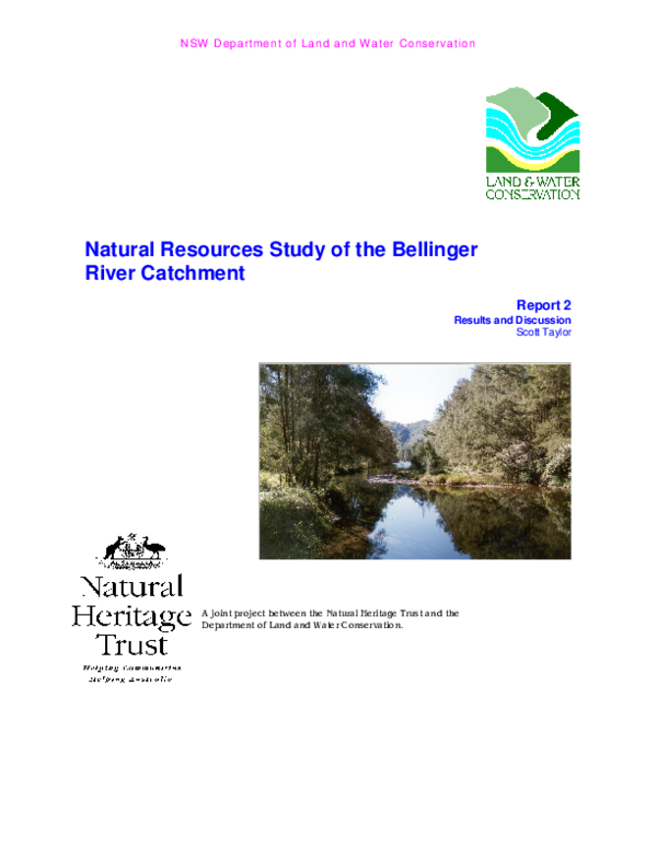 (PDF) Natural Resources Study of the Bellinger River Catchment - Report II - Results and Discussion