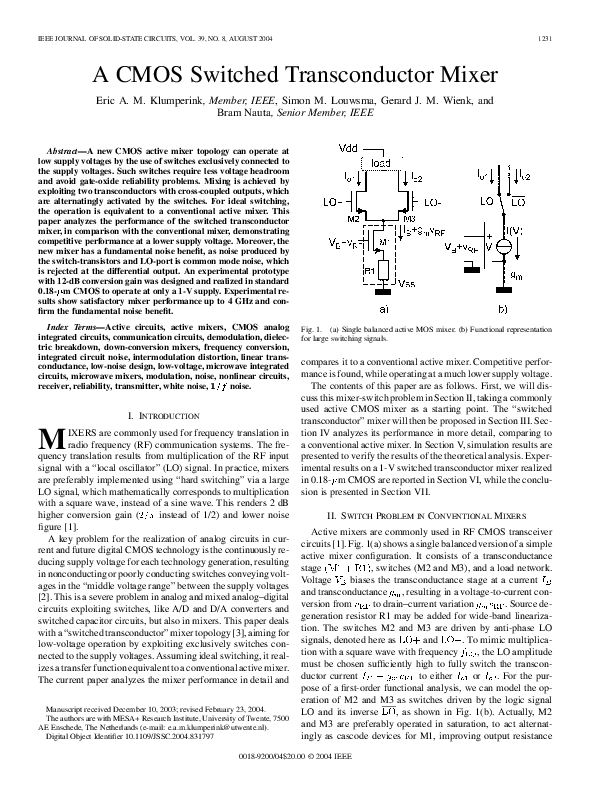 (PDF) A CMOS Switched Transconductor Mixer