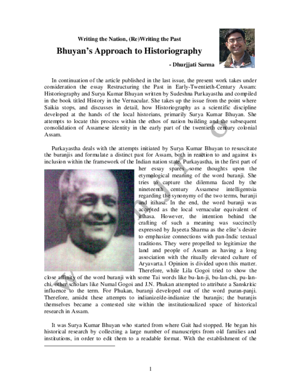 (PDF) Writing the Nation, (Re) Writing the Past: Bhuyan’s approach to ...