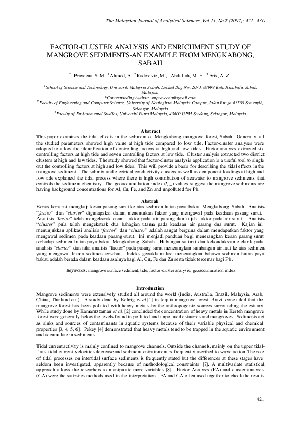 cluster analysis after factor analysis