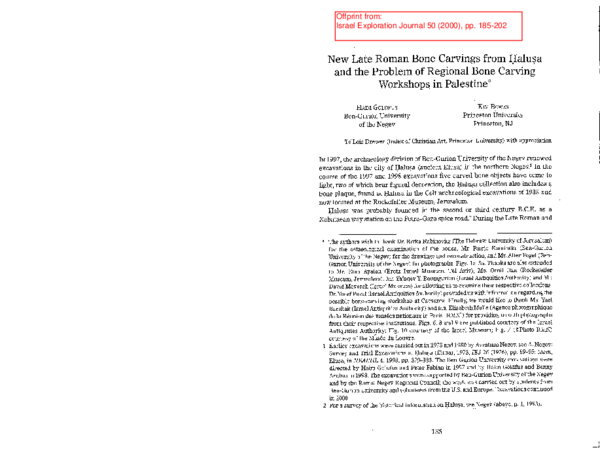 (PDF) New Late Bone Carving From Halutza by Goldfus and Bowes