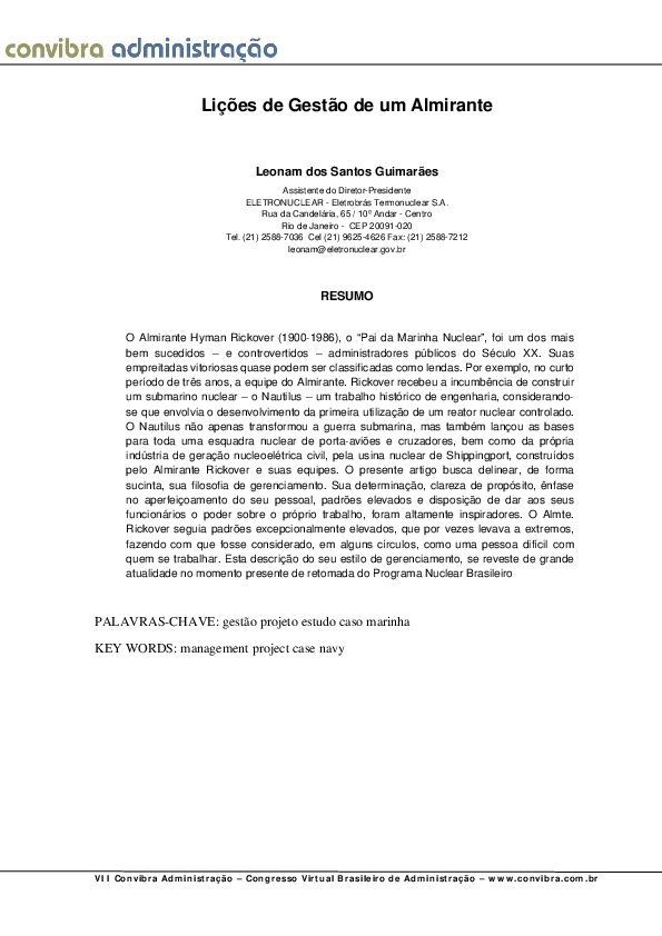 (PDF) Lições de Gestão de um Almirante
