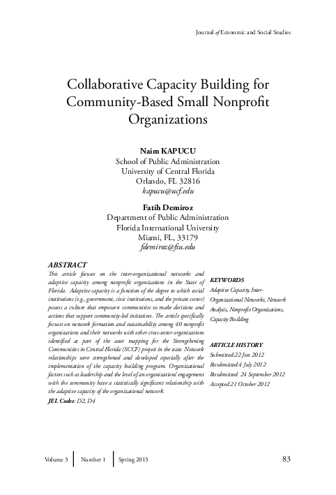 (PDF) Collaborative Capacity Building for Community-Based Small ...