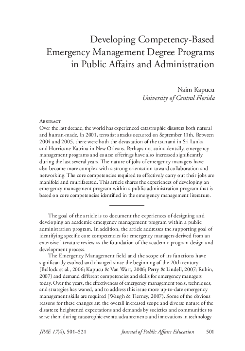 (PDF) Developing Competency Based Emergency Management Degree Programs ...