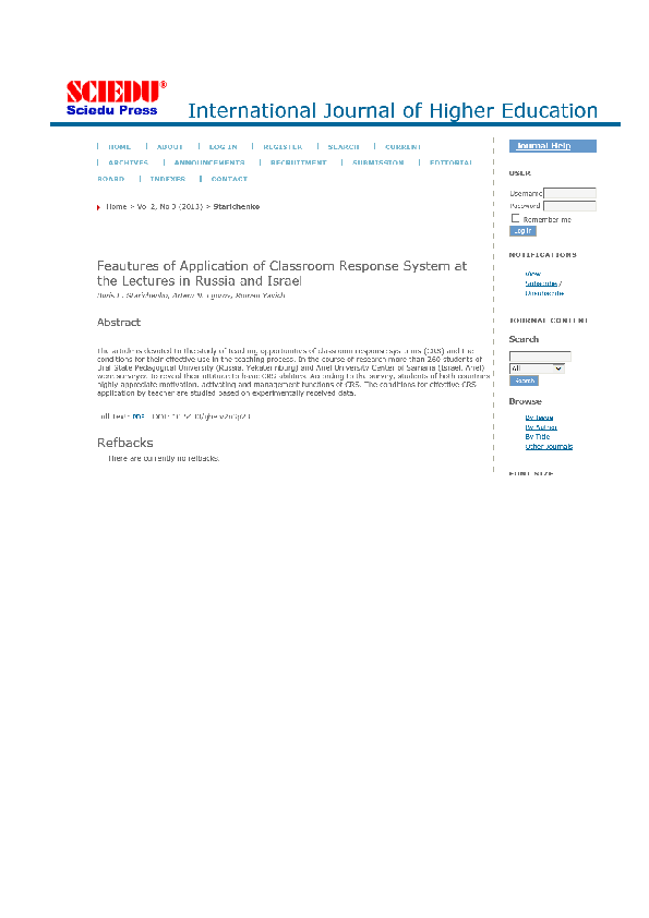 (PDF) Feautures of Application of Classroom Response System at the ...