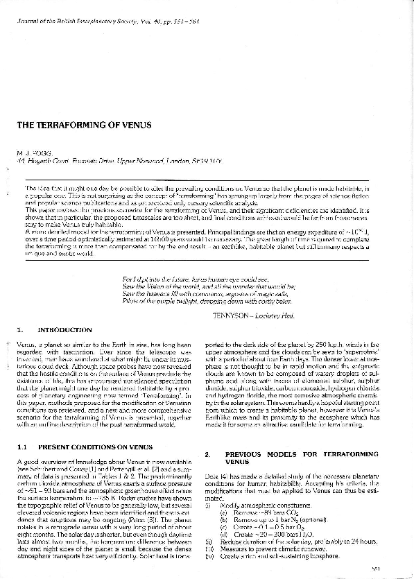(PDF) The Terraforming of Venus