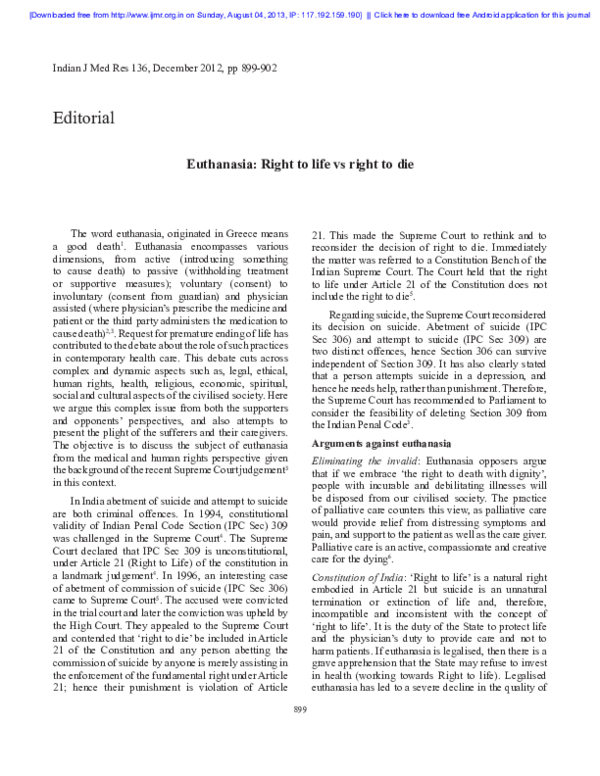 (PDF) The word euthanasia, originated in Greece means