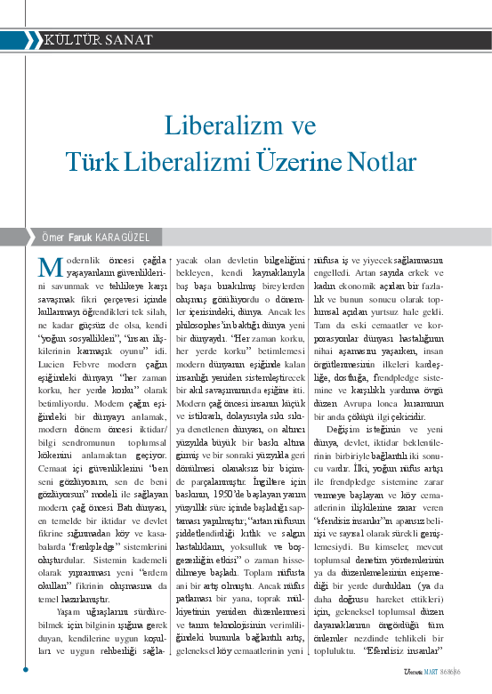 (PDF) Liberalizm ve Türk Liberalizmi Üzerine: Le Play Okulu
