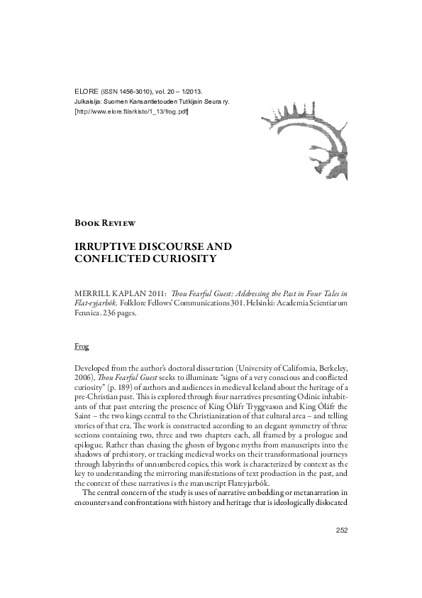 (PDF) Irruptive Discourse and Conflicted Curiosity – Review of Merrill ...