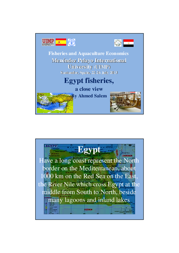(PDF) Egypt fisheries, a close view. Case Study, Ahmed Salem