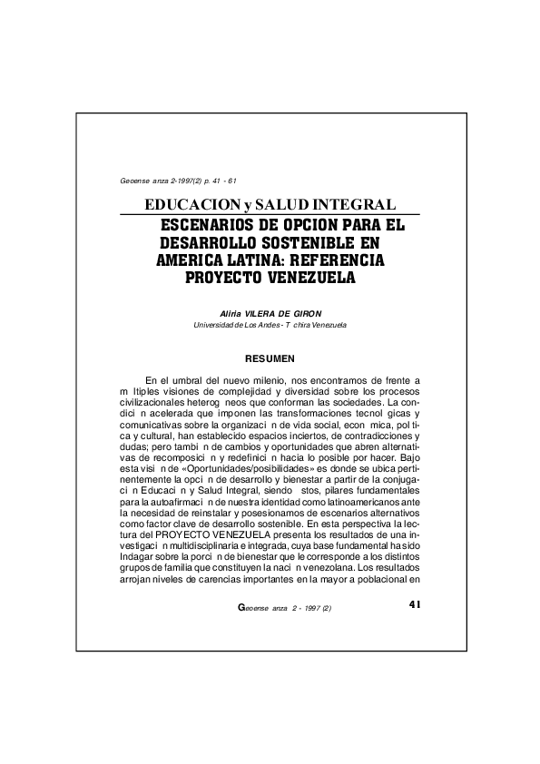 (PDF) EDUCACION y SALUD INTEGRAL ESCENARIOS DE OPCION PARA EL ...
