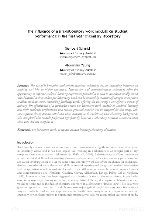 (PDF) The influence of a pre-laboratory work module on student ...