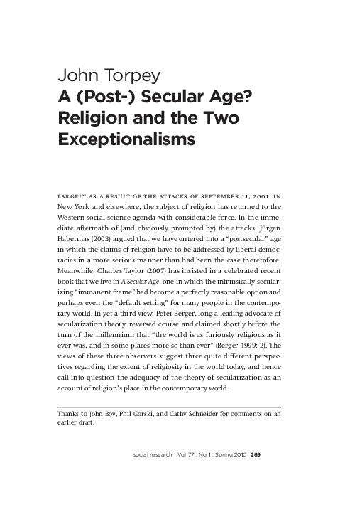 (PDF) a (post-)secular age?