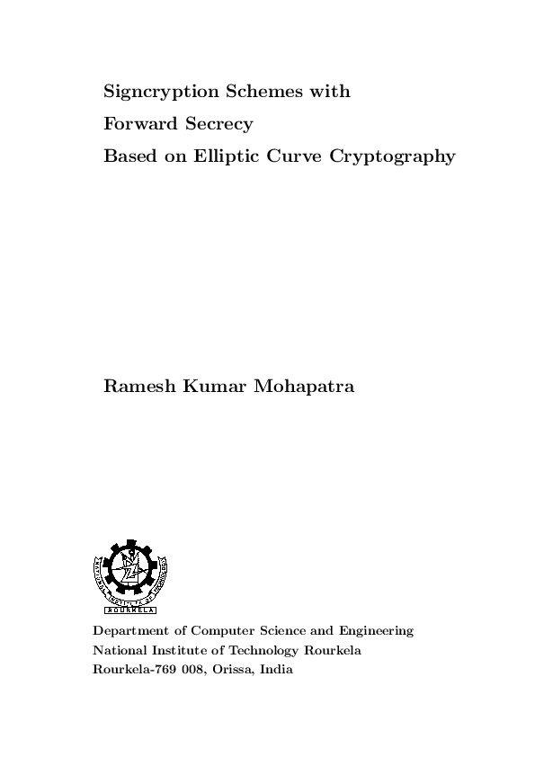 (PDF) Signcryption Schemes with Forward Secrecy Based on Elliptic Curve Cryptography