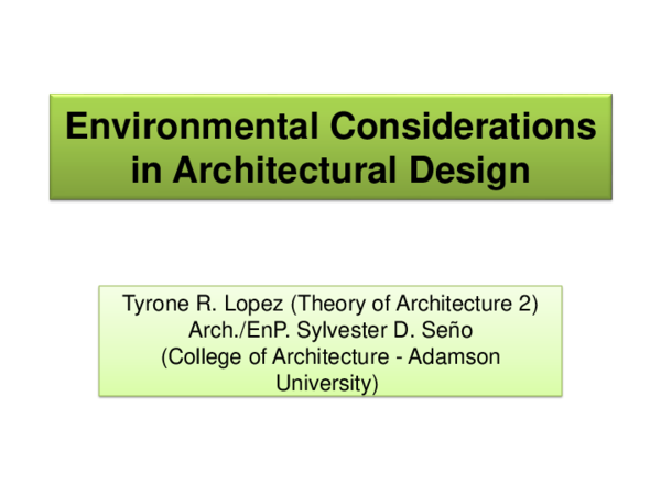 (PPT) Environmental Considerations in Architectural Design