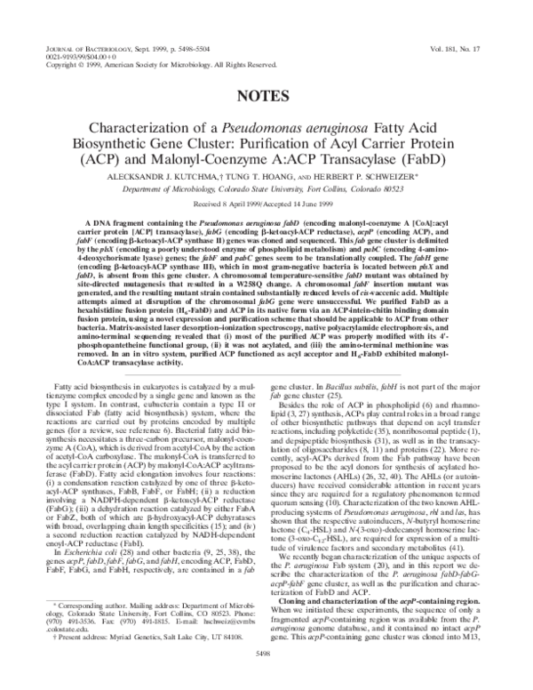 (PDF) Characterization of a Pseudomonas aeruginosa Fatty Acid ...
