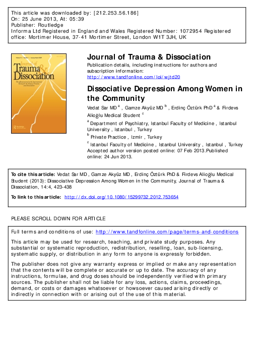 (PDF) Dissociative depression among women in the community