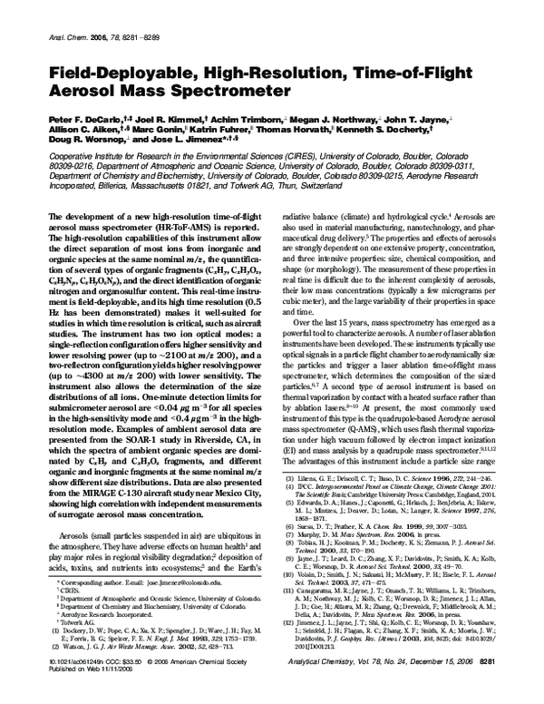 (PDF) Field-Deployable, High-Resolution, Time-of-Flight Aerosol Mass ...