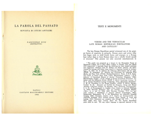 Verism and the Vernacular: Late Roman Republican Portraiture and Catullus