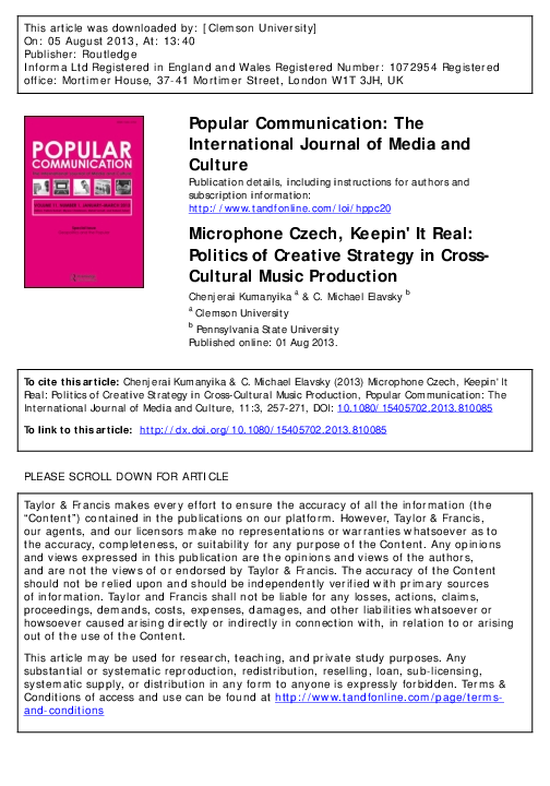 (PDF) Microphone Czech Keepin it Real Politics of Creative Strategy in ...