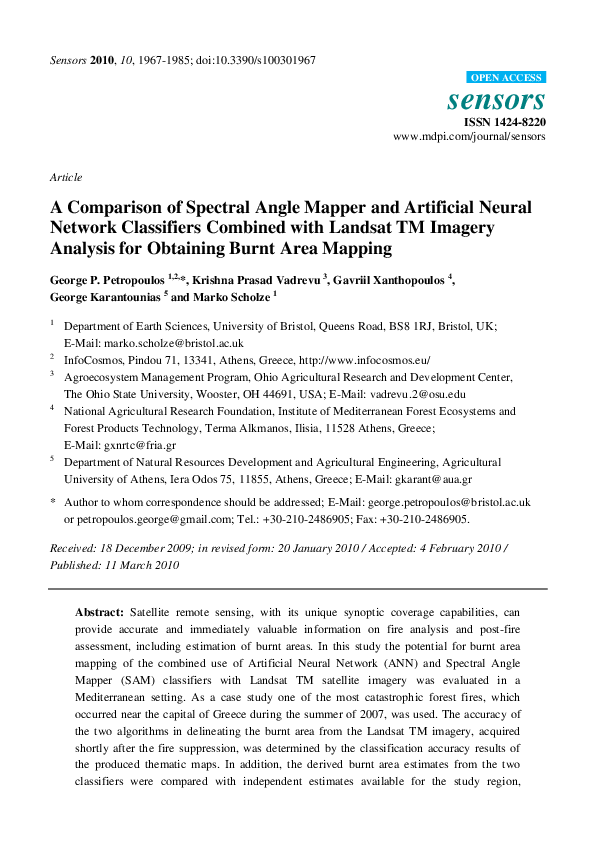 (PDF) A Comparison of Spectral Angle Mapper and Artificial Neural Network Classifiers Combined ...