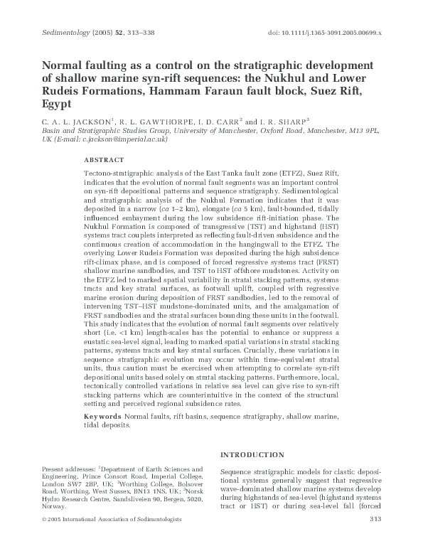 (PDF) Normal faulting as a control on the stratigraphic development of shallow marine syn-rift ...