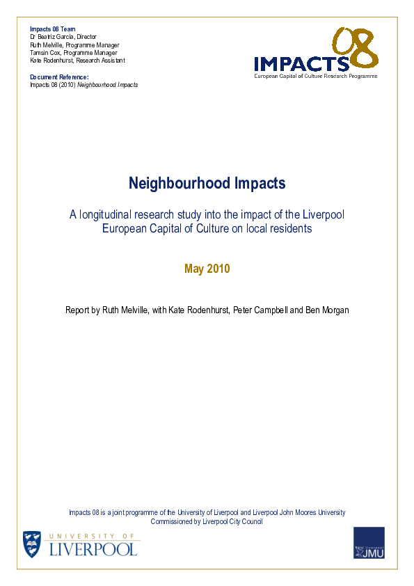 (PDF) Neighbourhood Impacts: a longitudinal research study into the ...