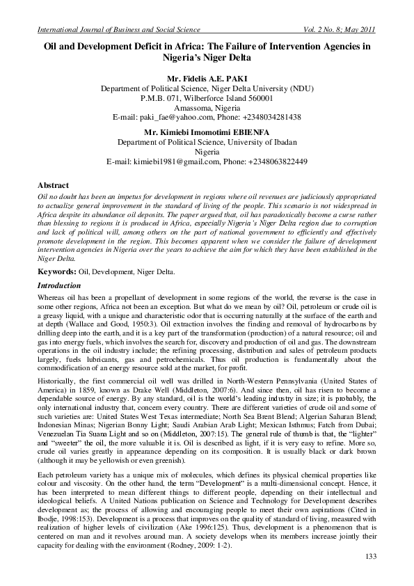 (PDF) Oil and Development Deficit in Africa: The Failure of ...