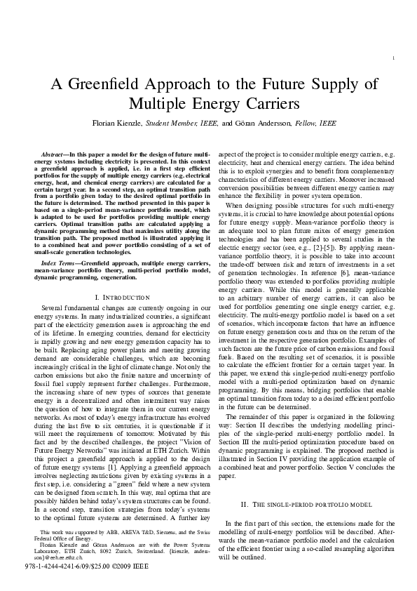 (PDF) A greenfield approach to the future supply of multiple energy ...