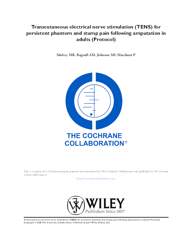 (PDF) Transcutaneous electrical nerve stimulation (TENS) for persistent phantom and stump pain ...