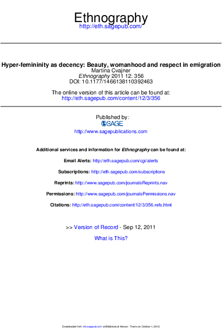 (PDF) Hyper-femininity as decency: Beauty, womanhood and respect in ...