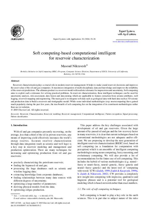 (PDF) Soft computing-based computational intelligent for reservoir characterization