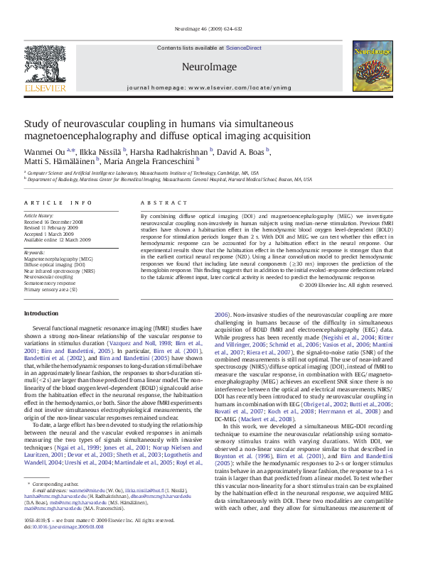 (PDF) Study of neurovascular coupling in humans via simultaneous ...