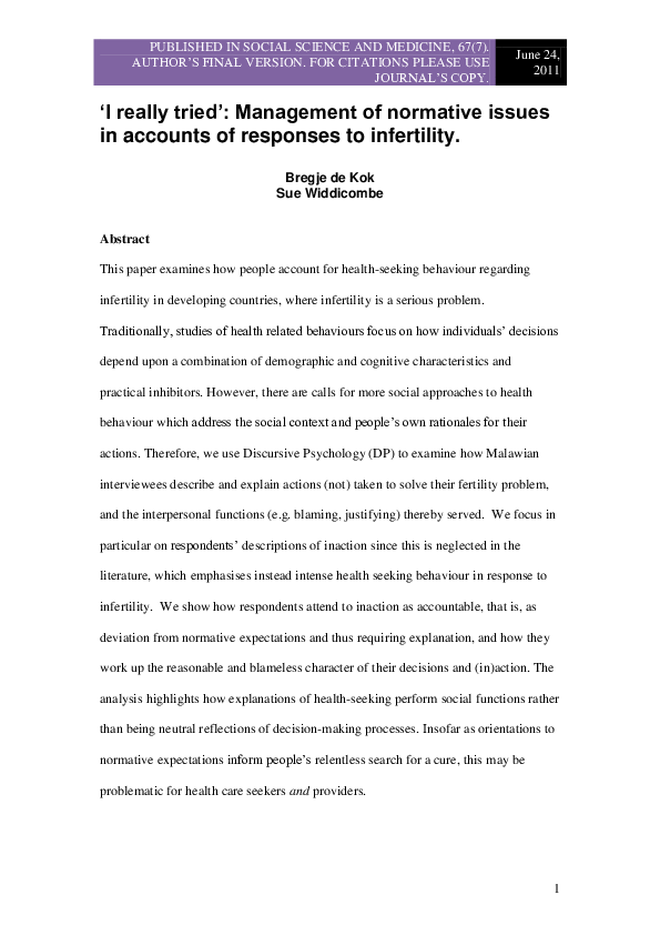 (PDF) I really tried’: Management of normative issues in accounts of ...