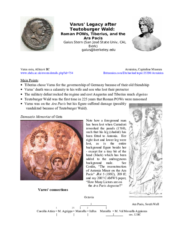 (DOC) Varus' Legacy After Teutoburger Wald: Roman POWs, Tiberius, and ...
