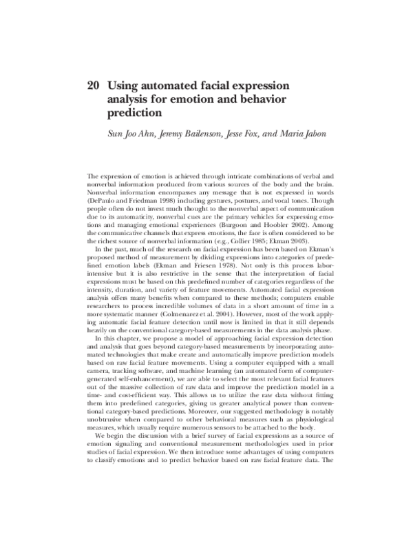 Pdf Using Automated Facial Expression Analysis For Emotion And